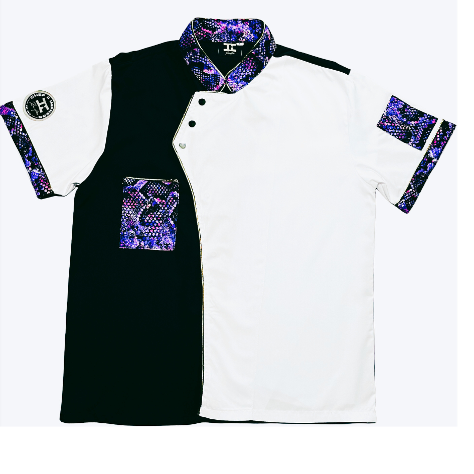 Purple and Gold Snakeskin Chef Coat- The Mamba Collection