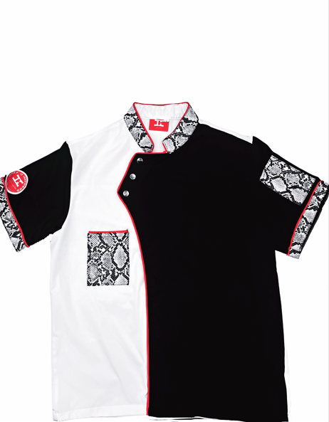Black and White Snakeskin Chef Coat- The Mamba Collection