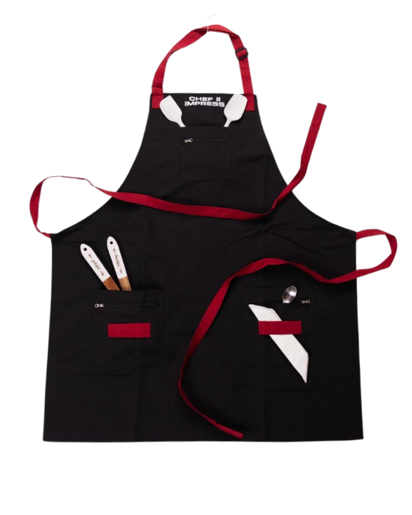 Black Kitchen Aprons | Black BiB Apron | Chef II Impress